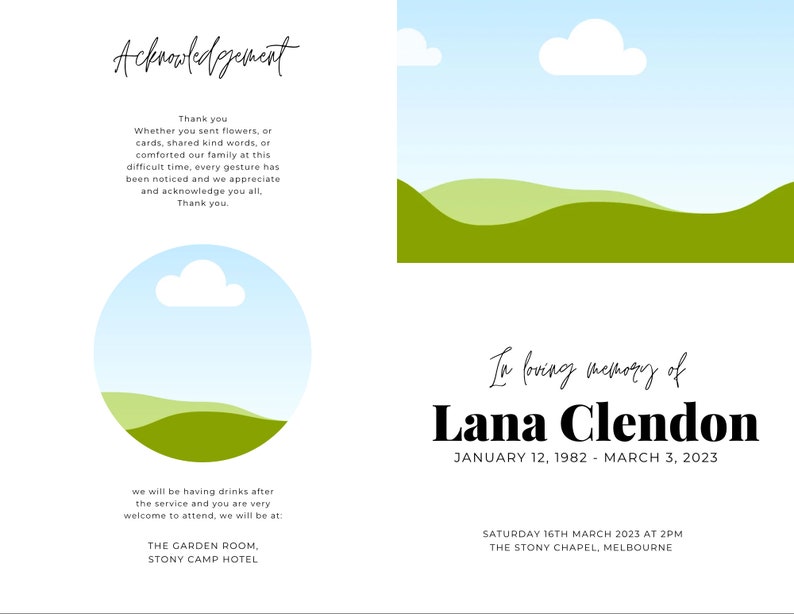 Funeral Program Template, Funeral Order of Service, Obituary Template ...