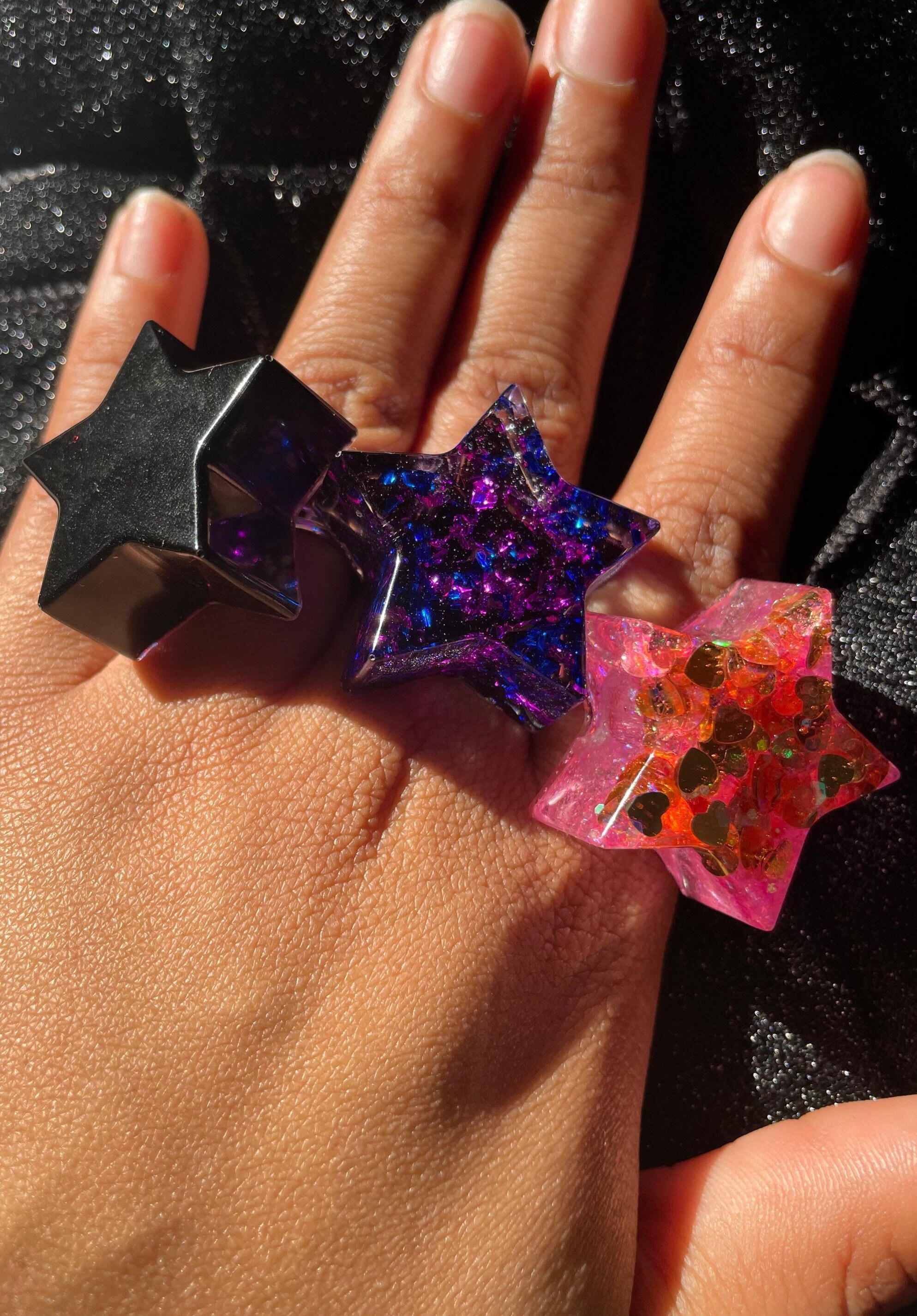 Chunky Resin Star Rings - Etsy