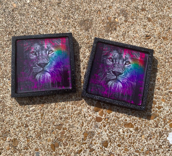 Custom Leo Lion Coasters Lion Coasters Lion Art Home Decor | Etsy
