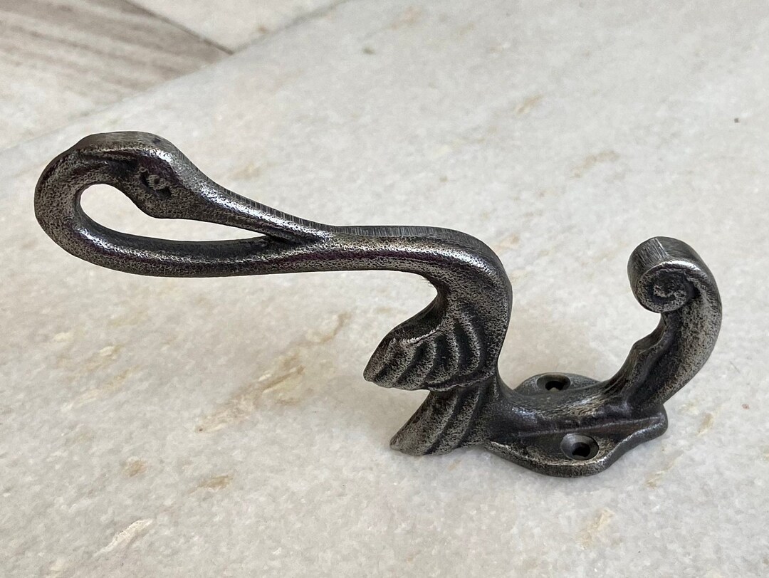 Cast Iron Swan Wall Hook: Rustic Coat Hanger - Etsy