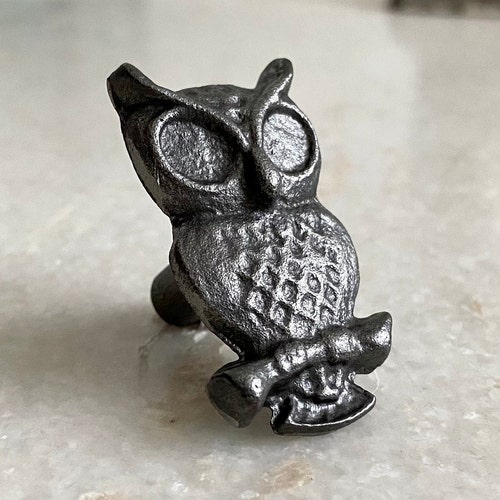 Cast Iron Owl Pull Dresser Drawer Owl Knob Metal Owl Cabinet - Etsy