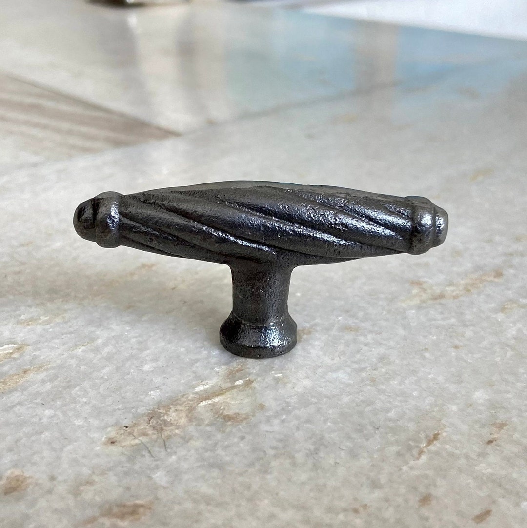 Cast Iron Designer T Knob, Kitchen Cabinet Knobs, Wardrobe Knobs, Black ...