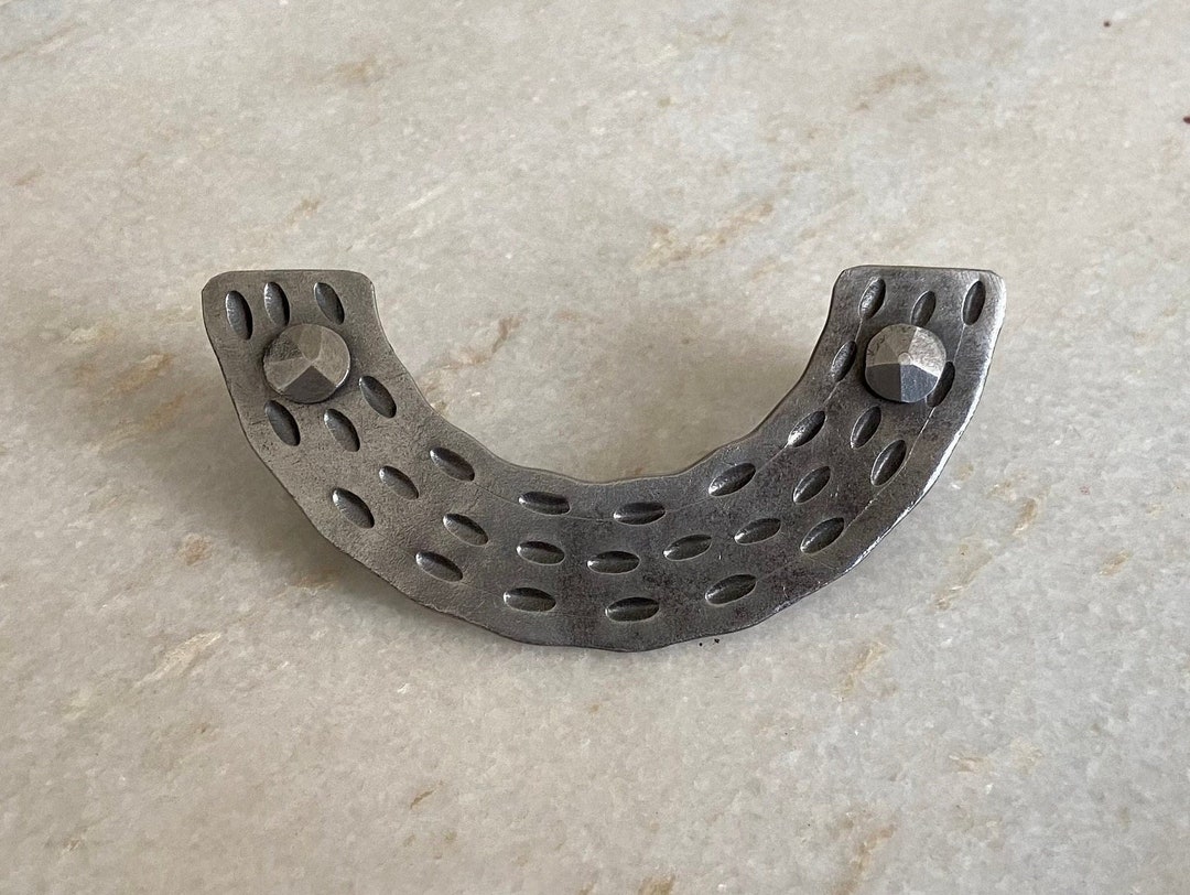 Hammered Iron Half Round Handle: Rustic Cabinet Drawer Pull - Etsy