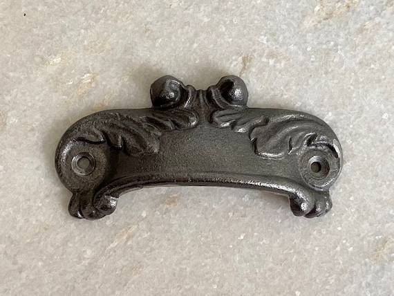 Cast Iron Pull With Design Iron Drawer Pull Cabinet Cup - Etsy