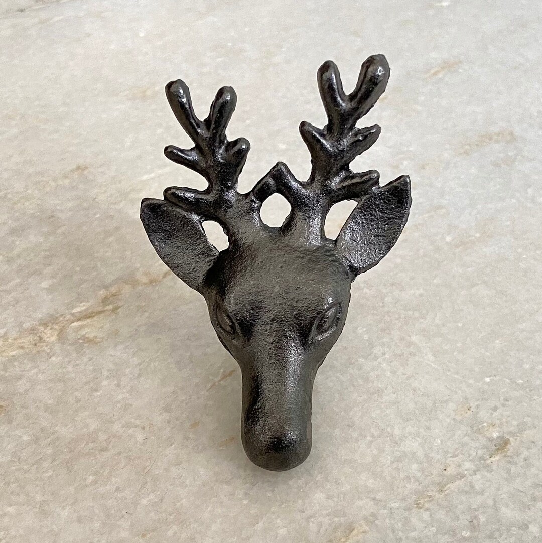 Cast Iron Deer Knob, Kitchen Cabinet Knobs, Wardrobe Knobs, Black Cast ...