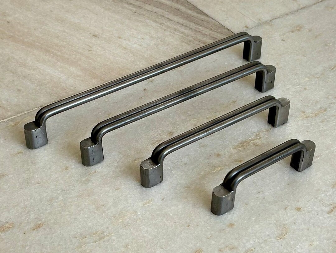 Rustic 2 Rod Iron Handle: Kitchen Cabinet, Wardrobe Drawer Pull - Etsy