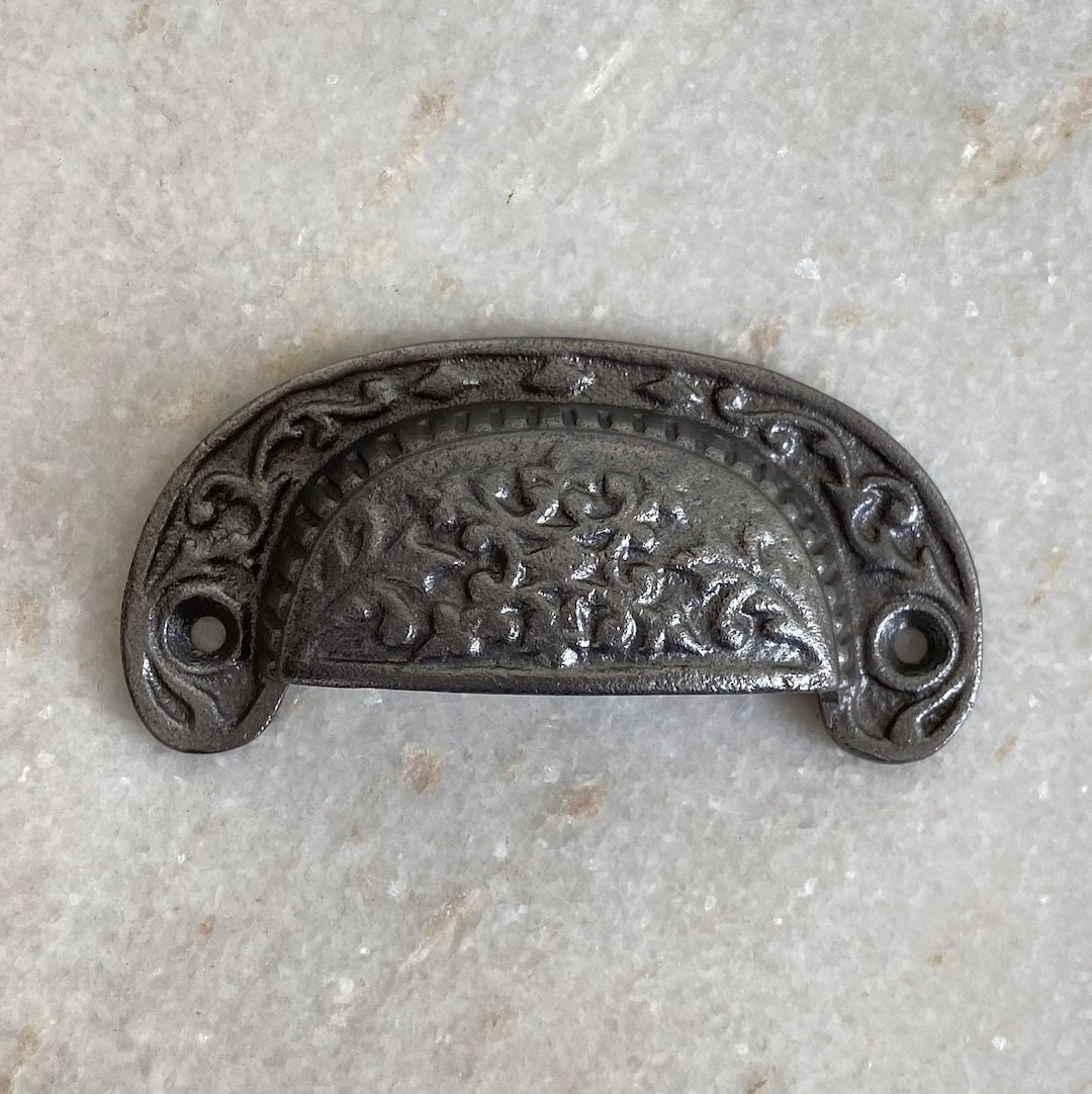 Cast Iron Pull Iron Drawer Pull, Cabinet Cup Handle, Kitchen Cabinet ...