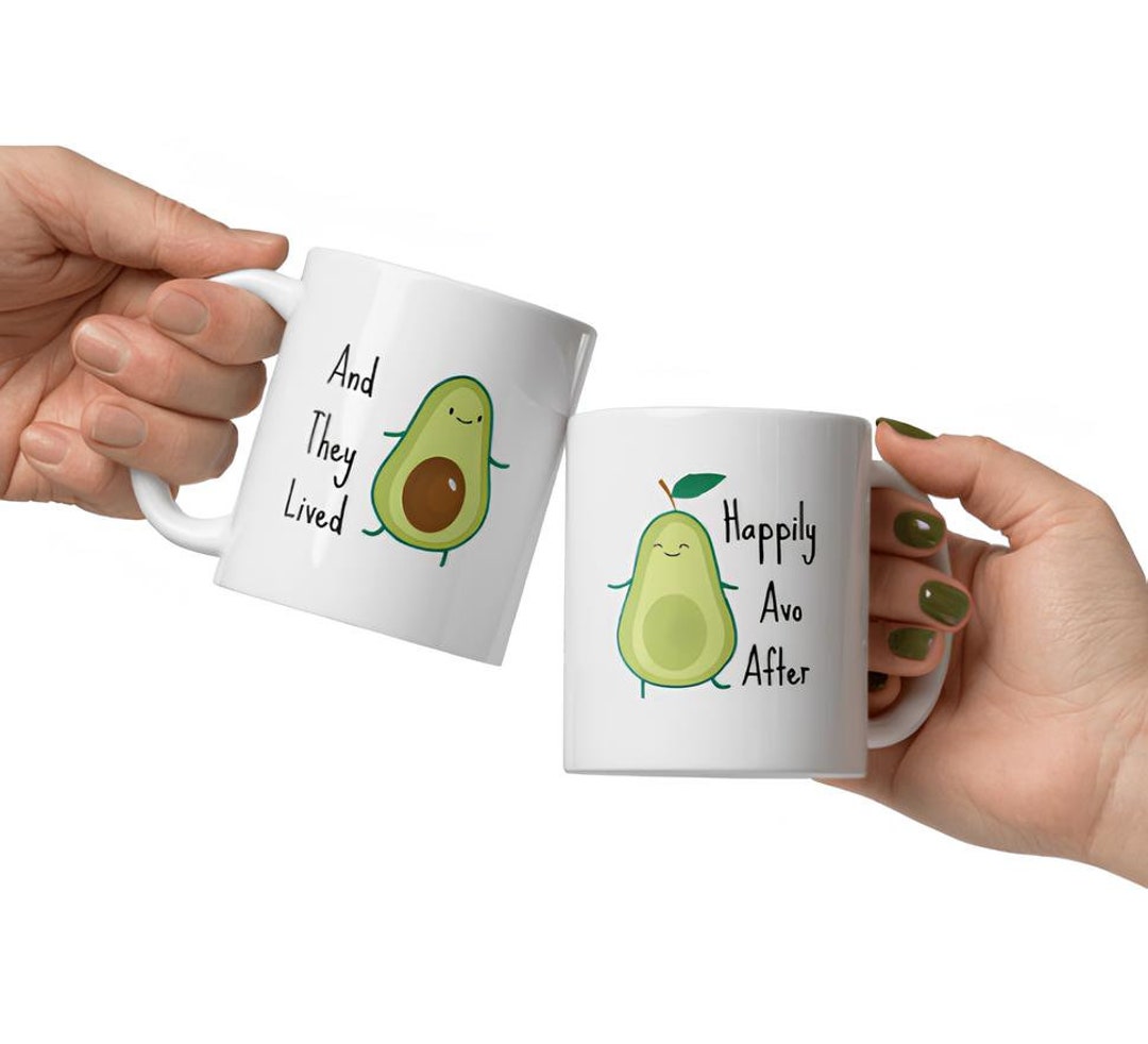 Avocado Couple Mug Set, Tea Cup, Funny Couples Coffee Mugs, Wedding ...