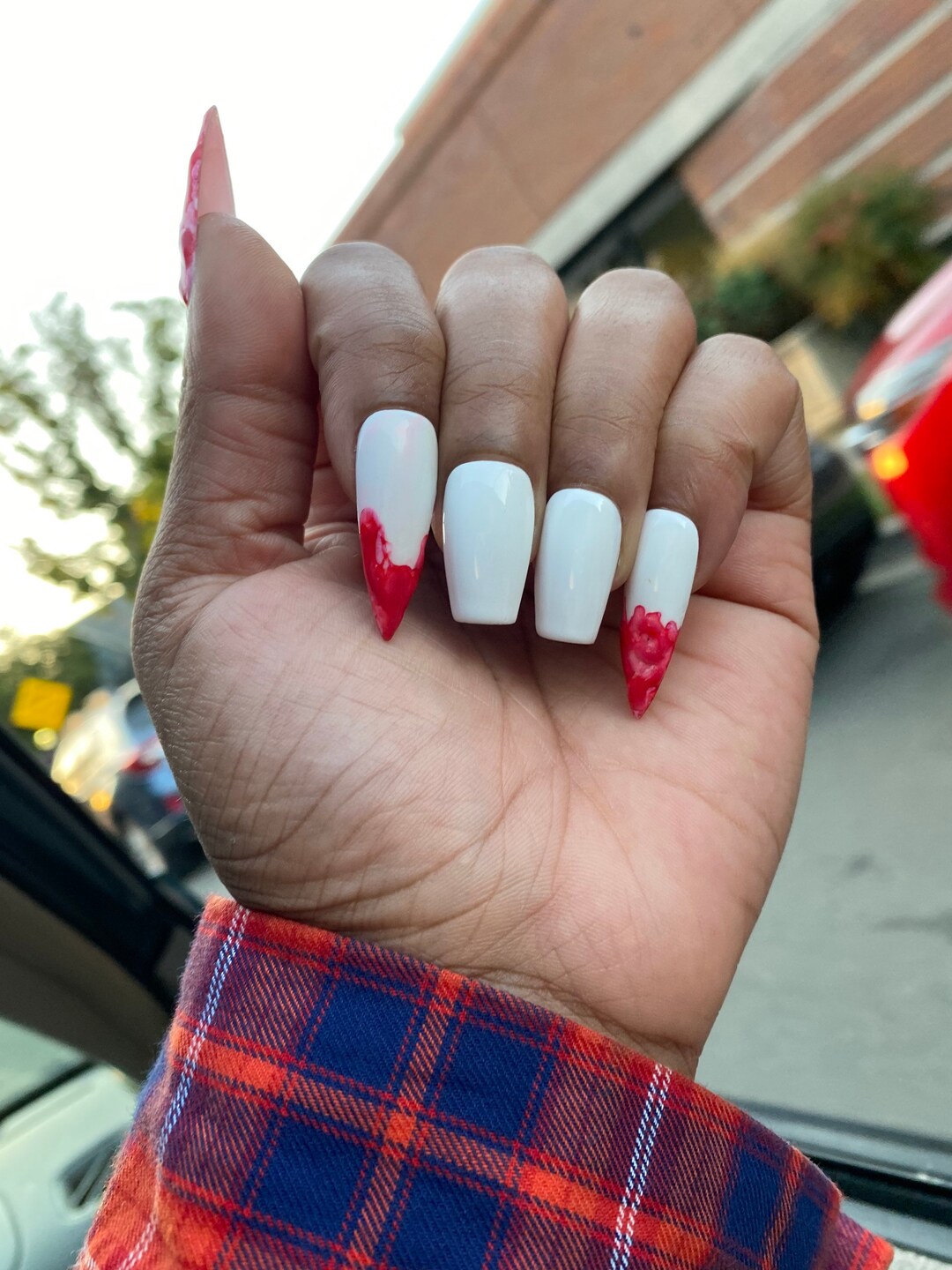 Vampire Fang Press on Nails With 3D Polygel Blood Design for Adults and ...