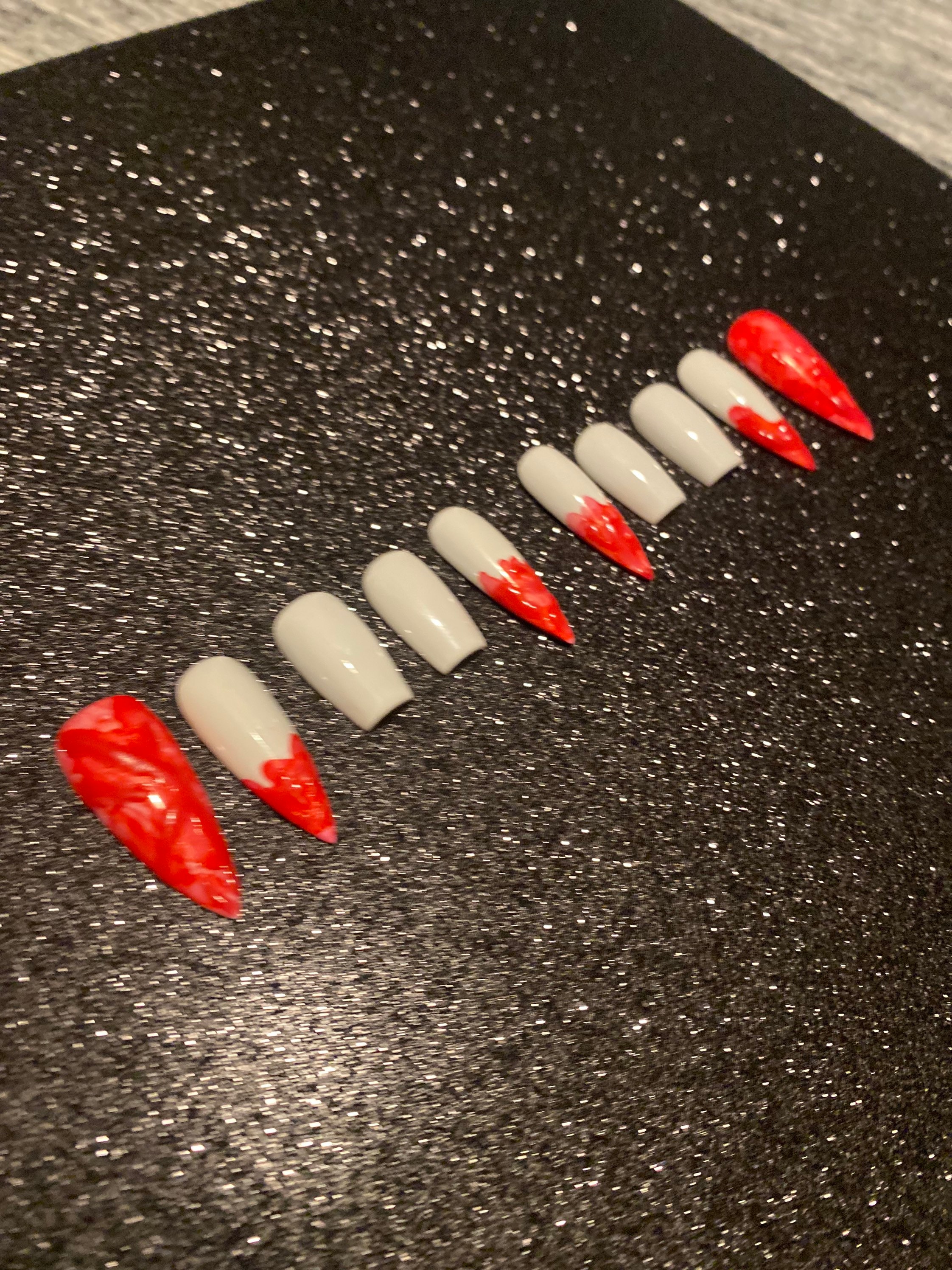 Vampire Fang Press on Nails With 3D Polygel Blood Design for Adults and ...