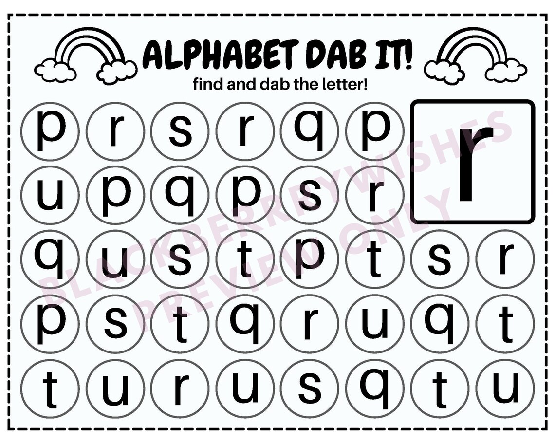 Alphabet Dab It Game and Worksheet for Learning Lowercase | Etsy