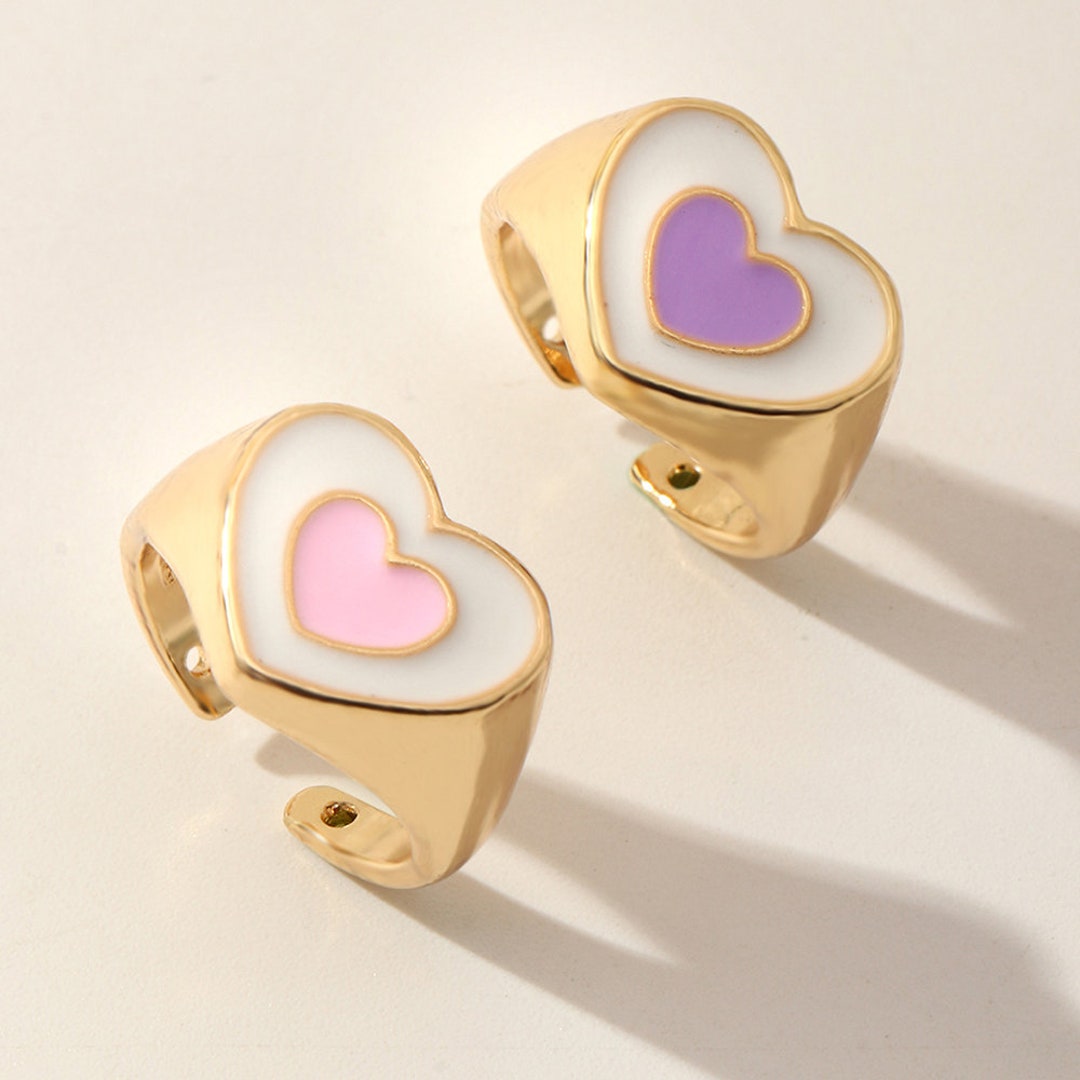 Pastel Colour Aesthetic Gold Ring Set, 18K Filled Gold Ring Set for Her ...