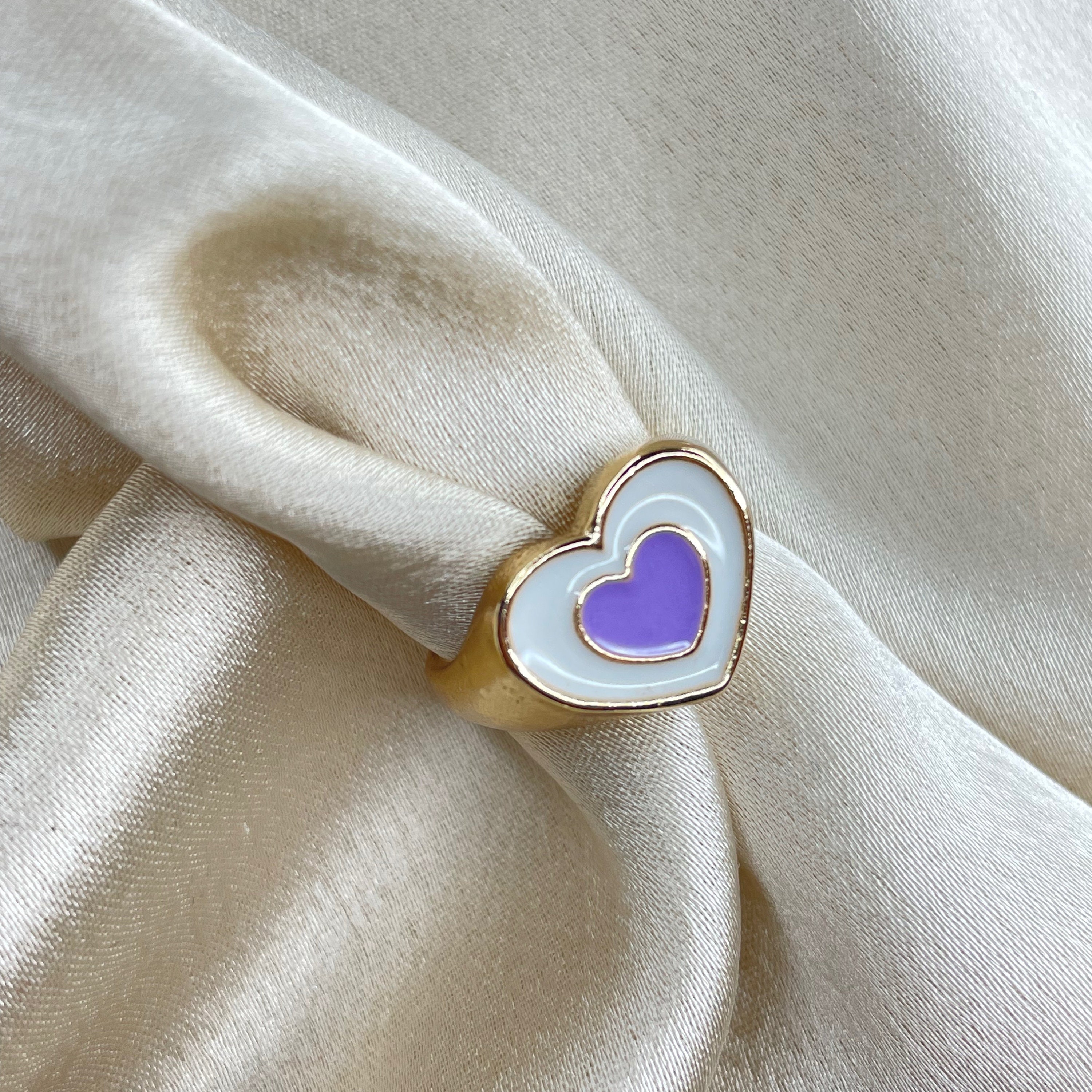 Pastel Colour Aesthetic Gold Ring Set 18K Filled Gold Ring - Etsy