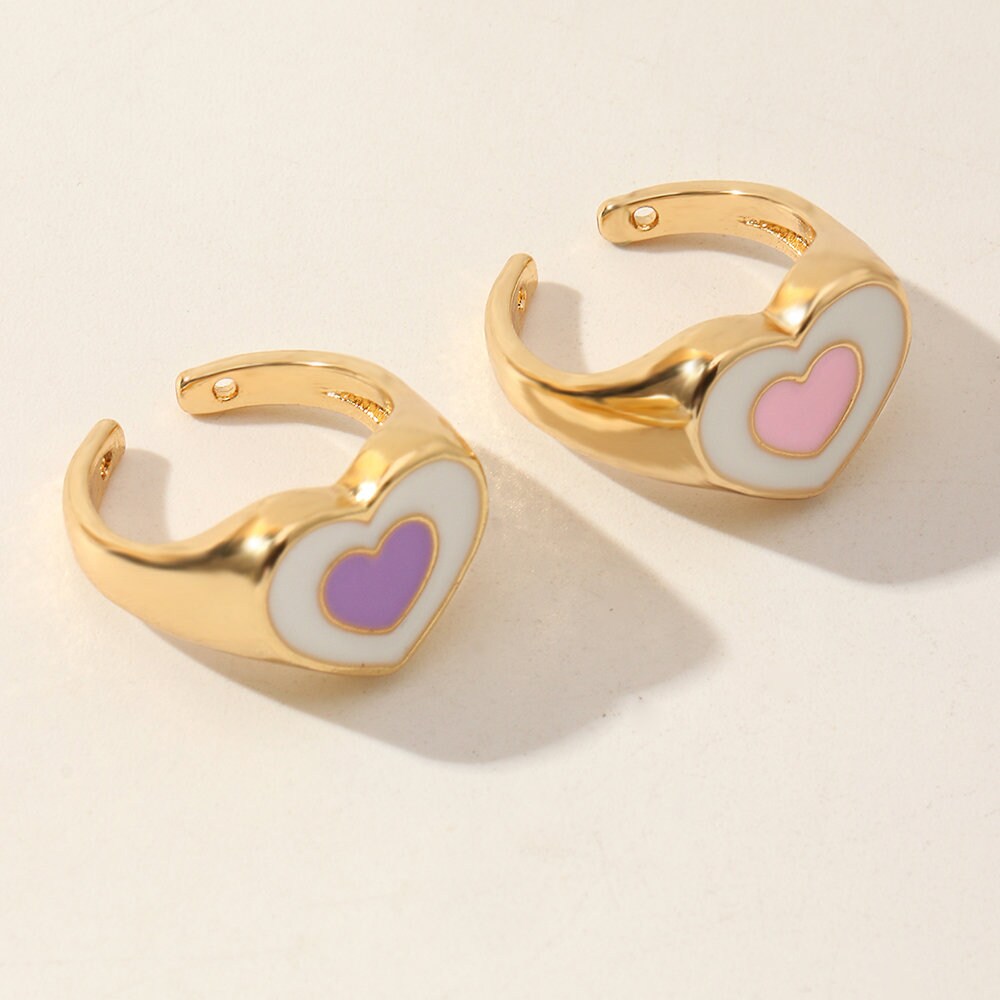 Pastel Colour Aesthetic Gold Ring Set, 18K Filled Gold Ring Set for Her ...