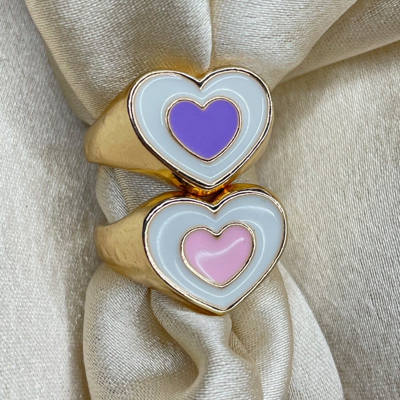 Pastel Colour Aesthetic Gold Ring Set 18K Filled Gold Ring - Etsy