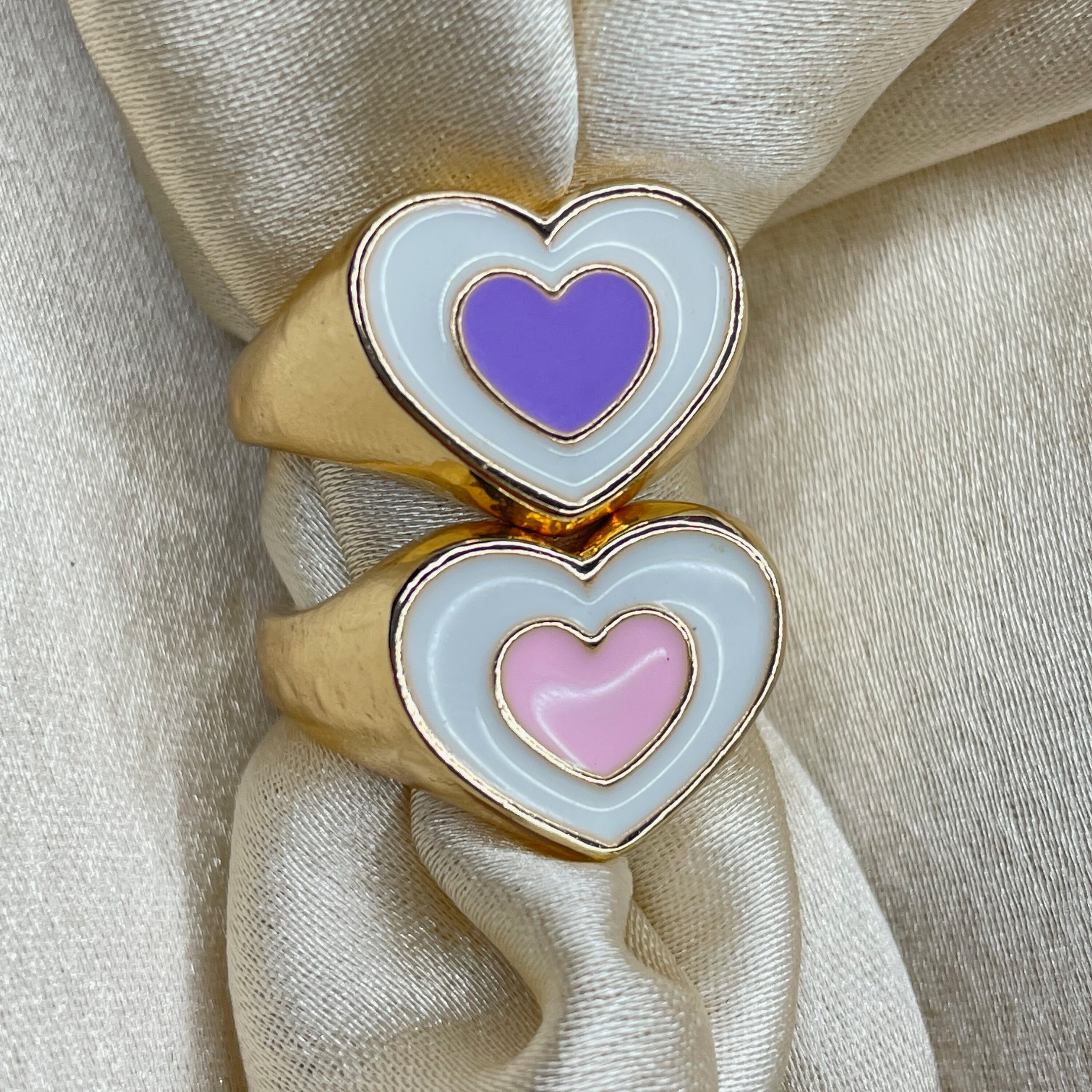 Pastel Colour Aesthetic Gold Ring Set 18K Filled Gold Ring - Etsy