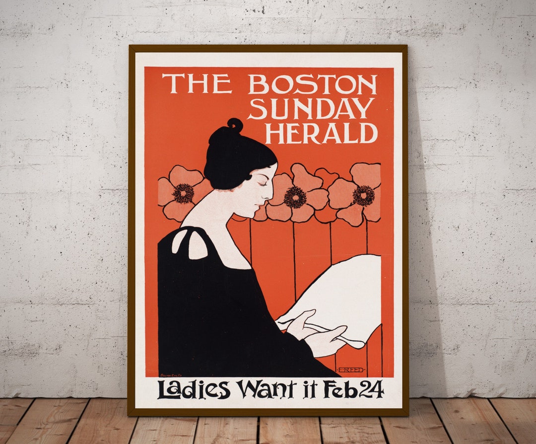 Ethel Reed Art Nouveau Poster: the Boston Sunday Herald Print - Etsy