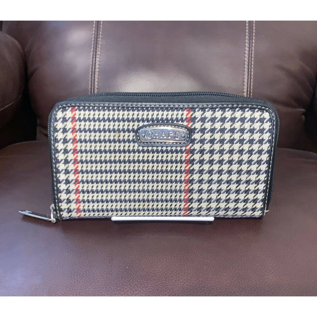Vintage Ralph Lauren CHAPS Wallet Womens Houndstooth Clutch Wallet ...