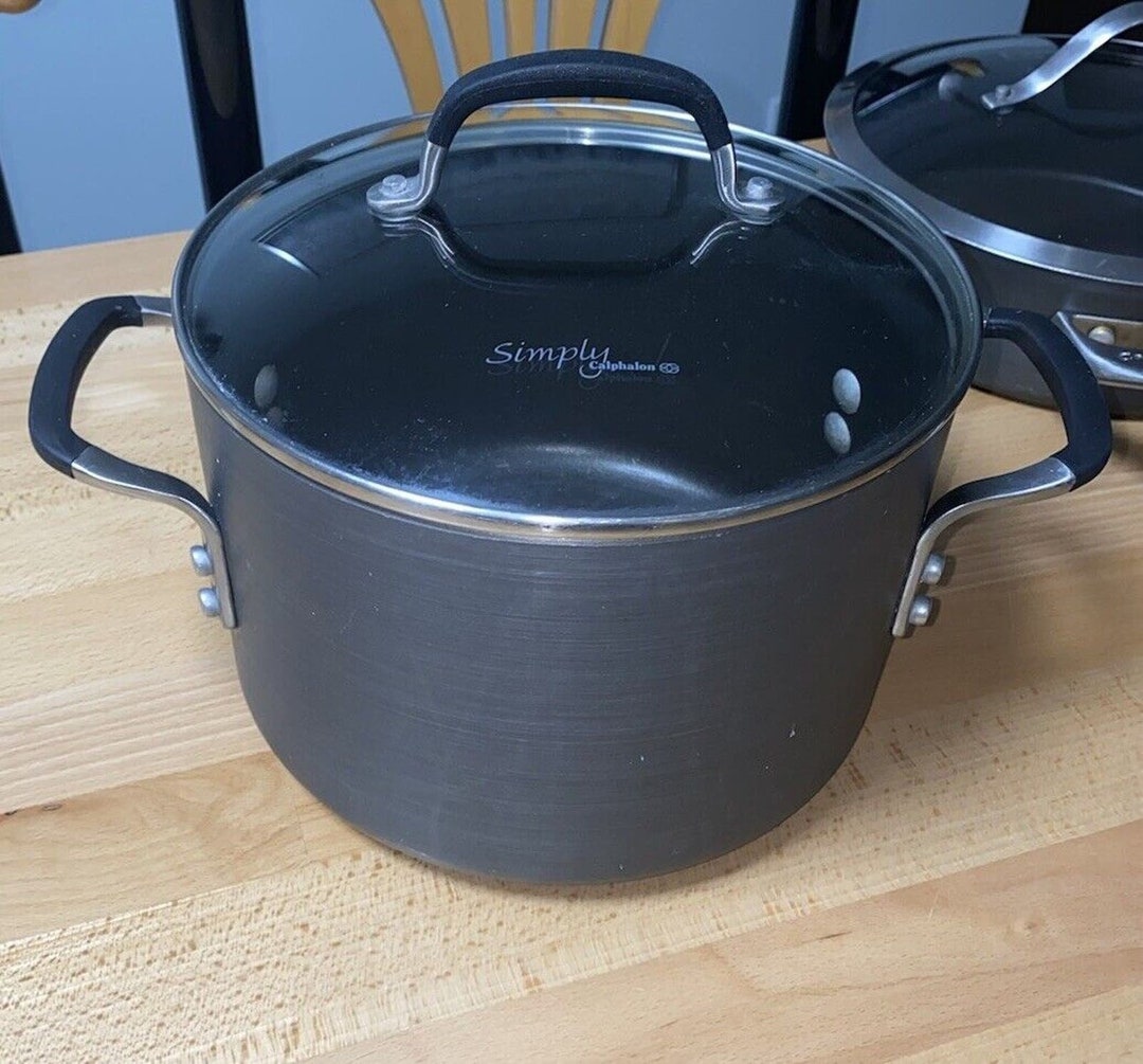 CALPHALON Hard Anodized Nonstick Stock Pot 6 Quart With Glass Lid 806 ...