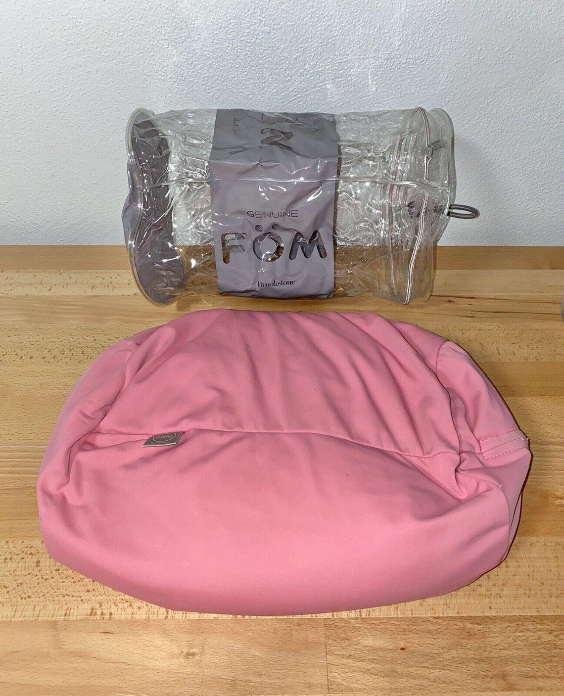 FOM Brookstone Pink Tube Microbead Nylon Plush Stuffed Pillow 12 With ...