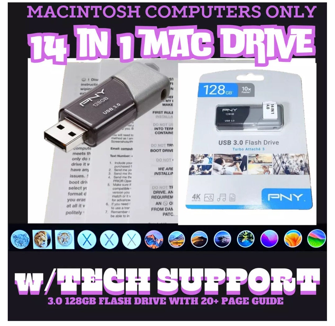 14 in 1 Mac OS X Bootable USB Flash Drive 128GB 3.0 Speed Works for ...