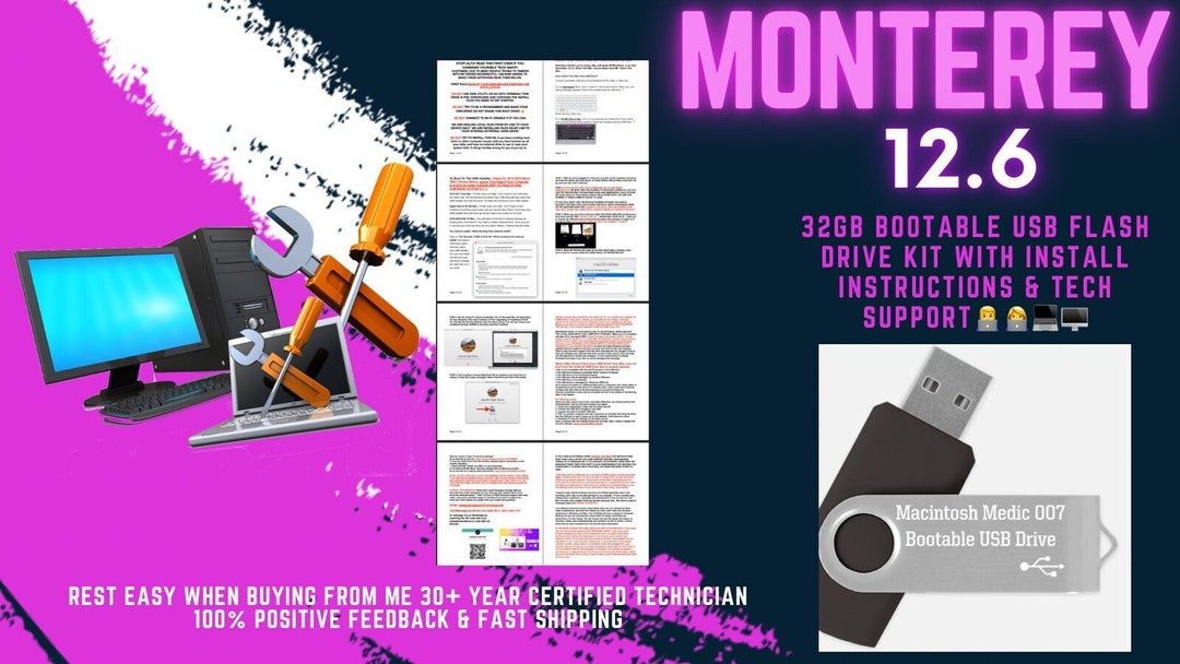 Mac OS Monterey 12 Bootable USB Flash Drive Install Upgrade Recover Kit Tech Support Pny Usb ...