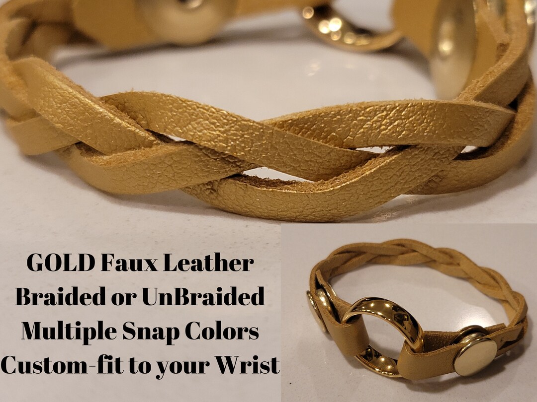 Add a Ring! Faux Vegan Leather Gold (3/8in. Wide) Braided OR Unbraided ...