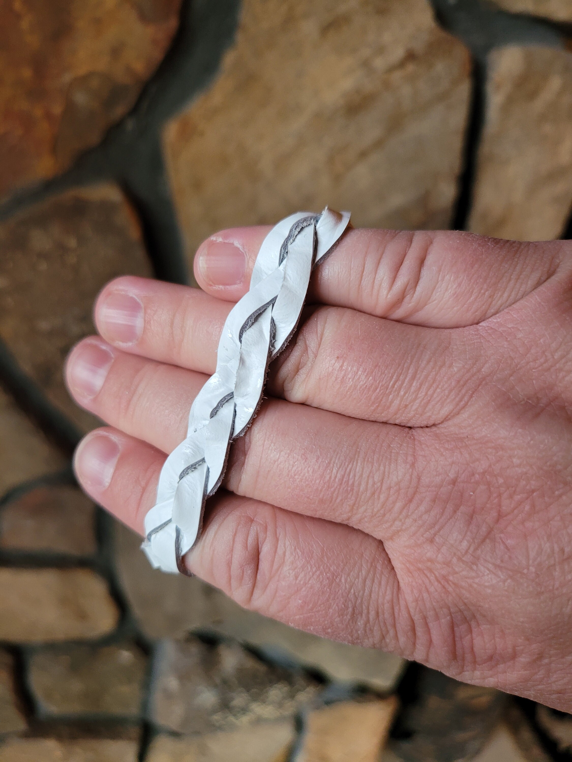 Wear Your Ring! Braided White Leather (textured) Ring Holder for Ring ...