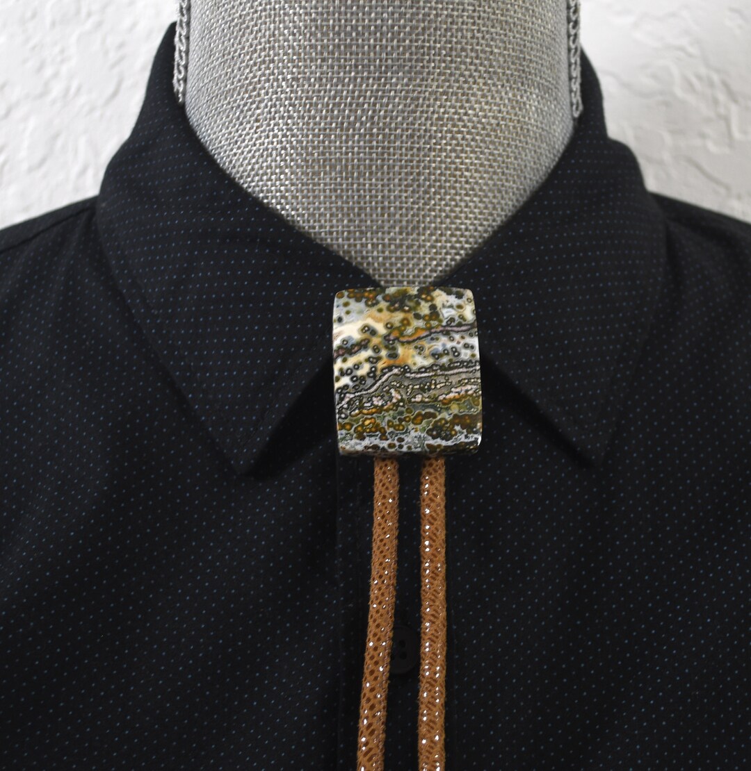 Bolo Tie, River Jasper, Indonesia, Rectangular Cabochon, Genuine ...
