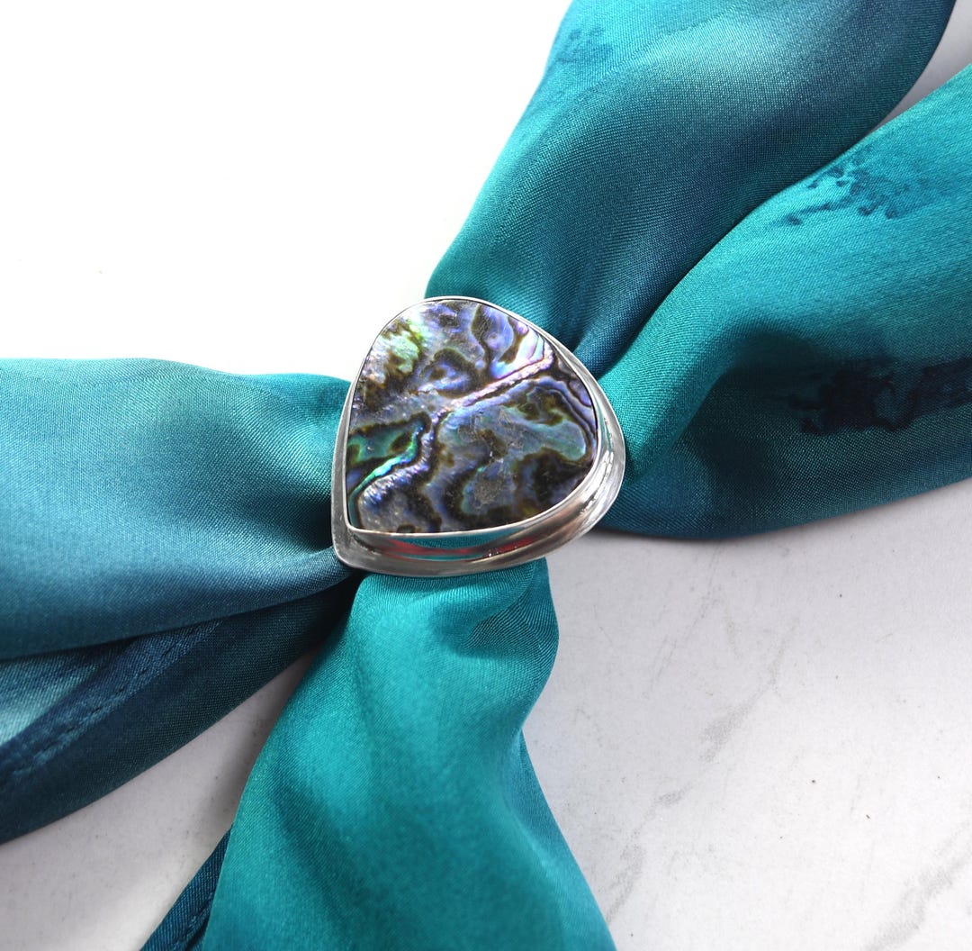 Handcrafted Sterling Silver Scarf Slide: Paua Abalone Teardrop Bolo - Etsy