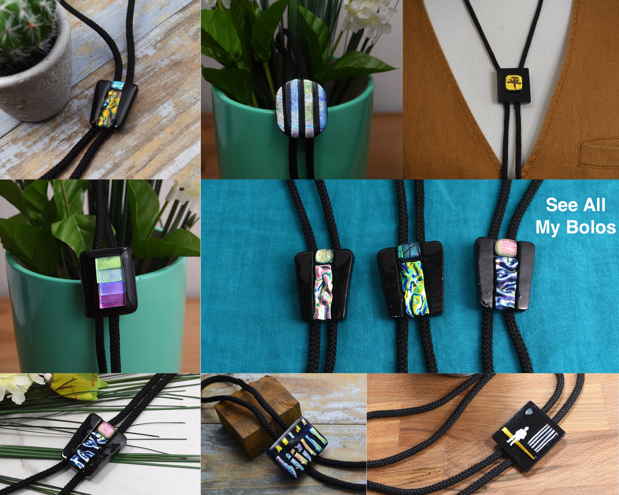 Bolo Tie RED LINE BOLO Dichroic Glass Lava Red Gold Color - Etsy