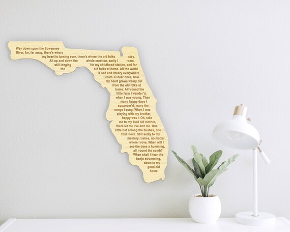 Florida Engraved State and Song Home Decor Wall Art - Etsy