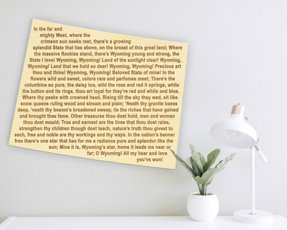 Wyoming Engraved State and Song Home Decor Wall Art | Etsy