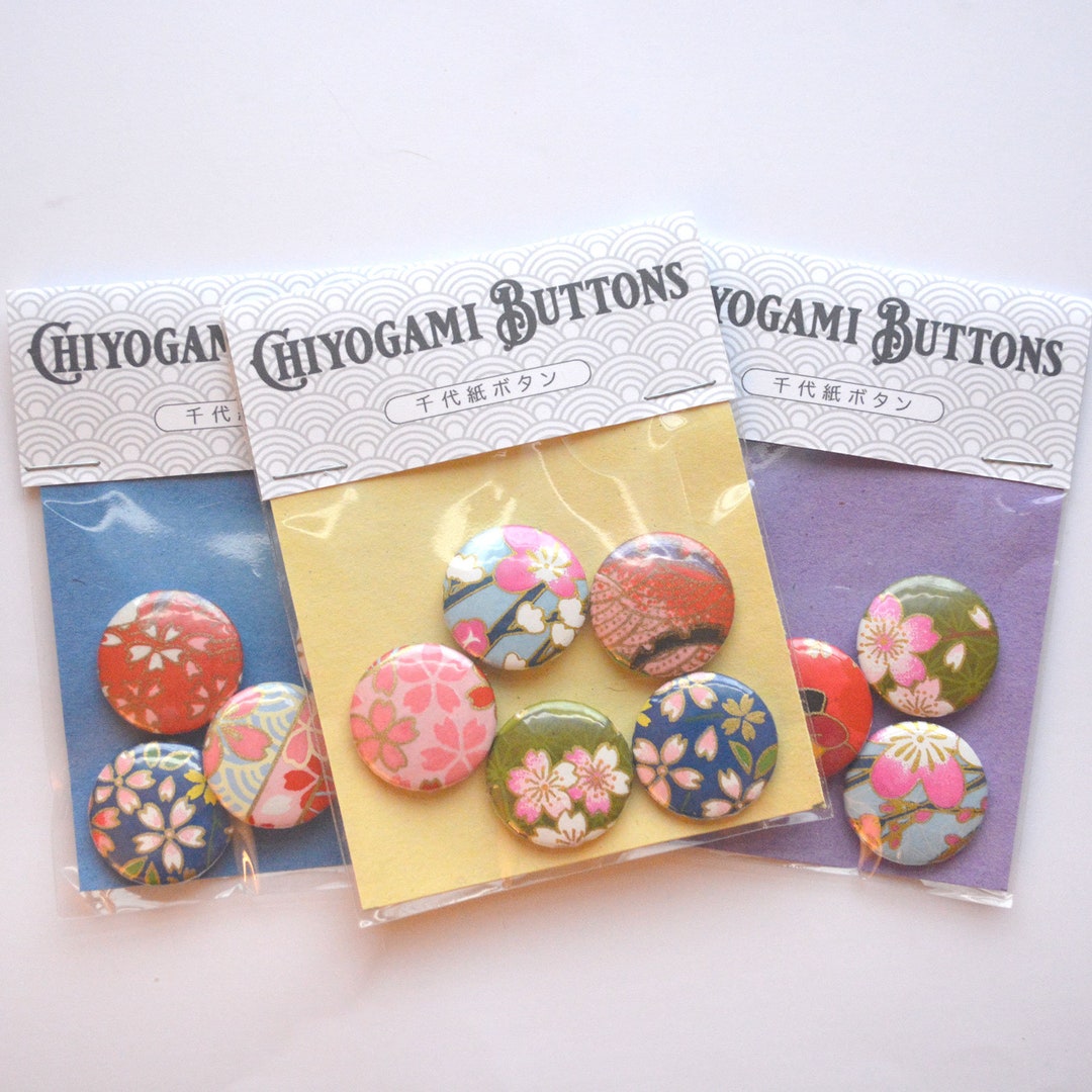 Pins Japanese Paper Buttons Chiyogami Origami Handmade Craft - Etsy