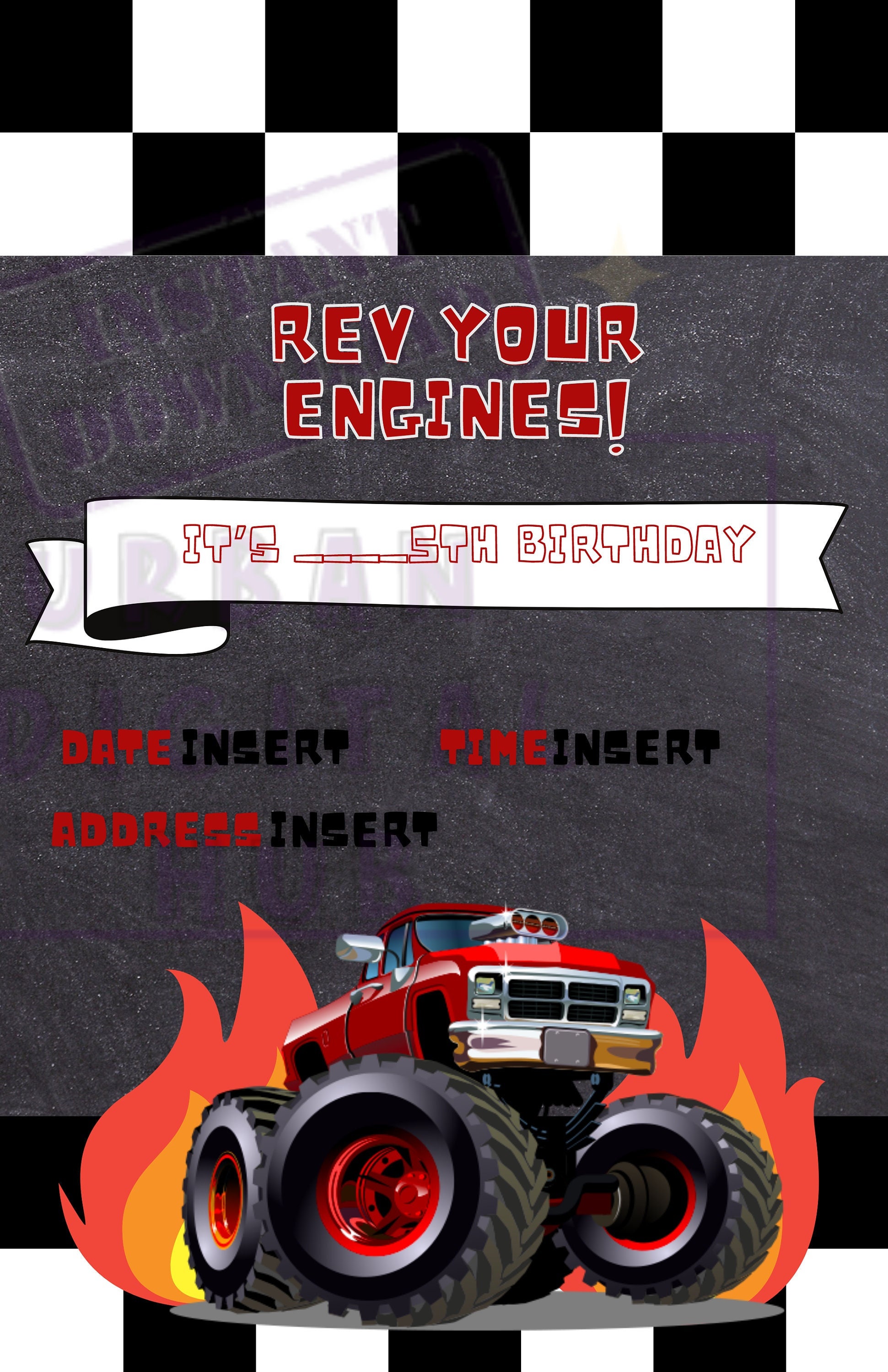 Rev up the Fun! Monster Truck Birthday Digital Invite - Etsy