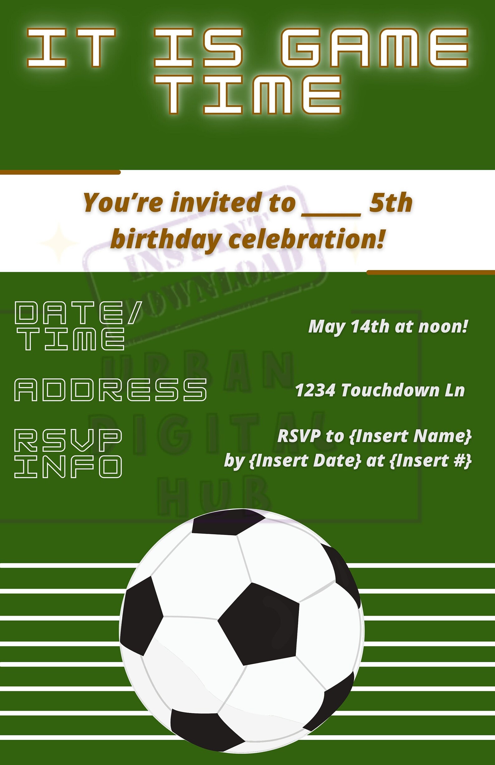 Editable Soccer Birthday Invitation | Soccer Party Invitation Template ...