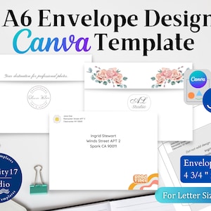 A6 Envelope Custom Design Canva Template | Editable & Printable | DIY ...