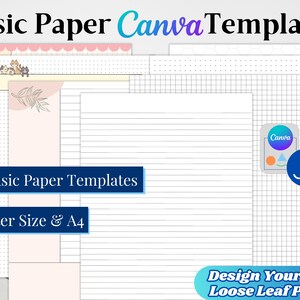 7 Basic Paper Canva Templates Design Your Own Loose Leaf Notebook Paper ...