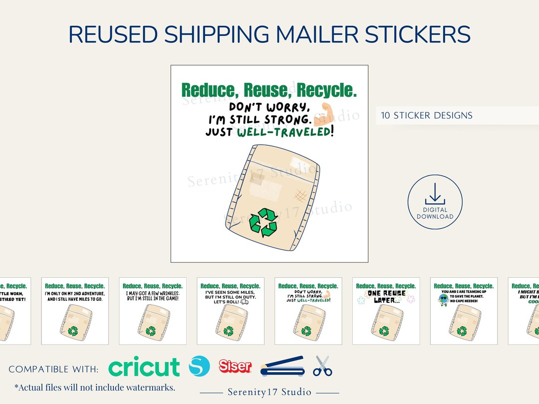 Fun Reuse Shipping Mailer Printable Stickers | Digital Sticker for ...