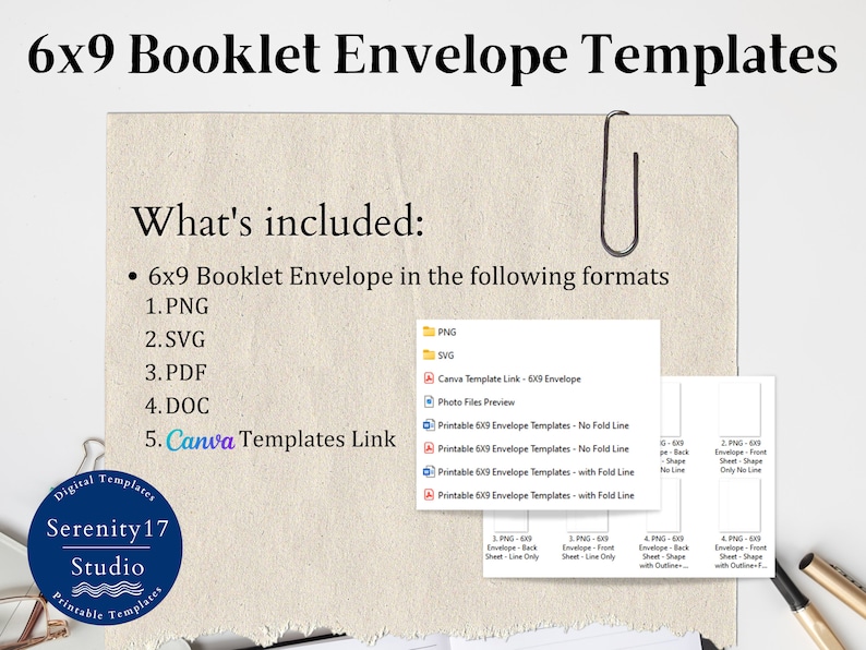 6x9 Booklet Envelope Printable Canva Templates + Png Svg Pdf Doc ...