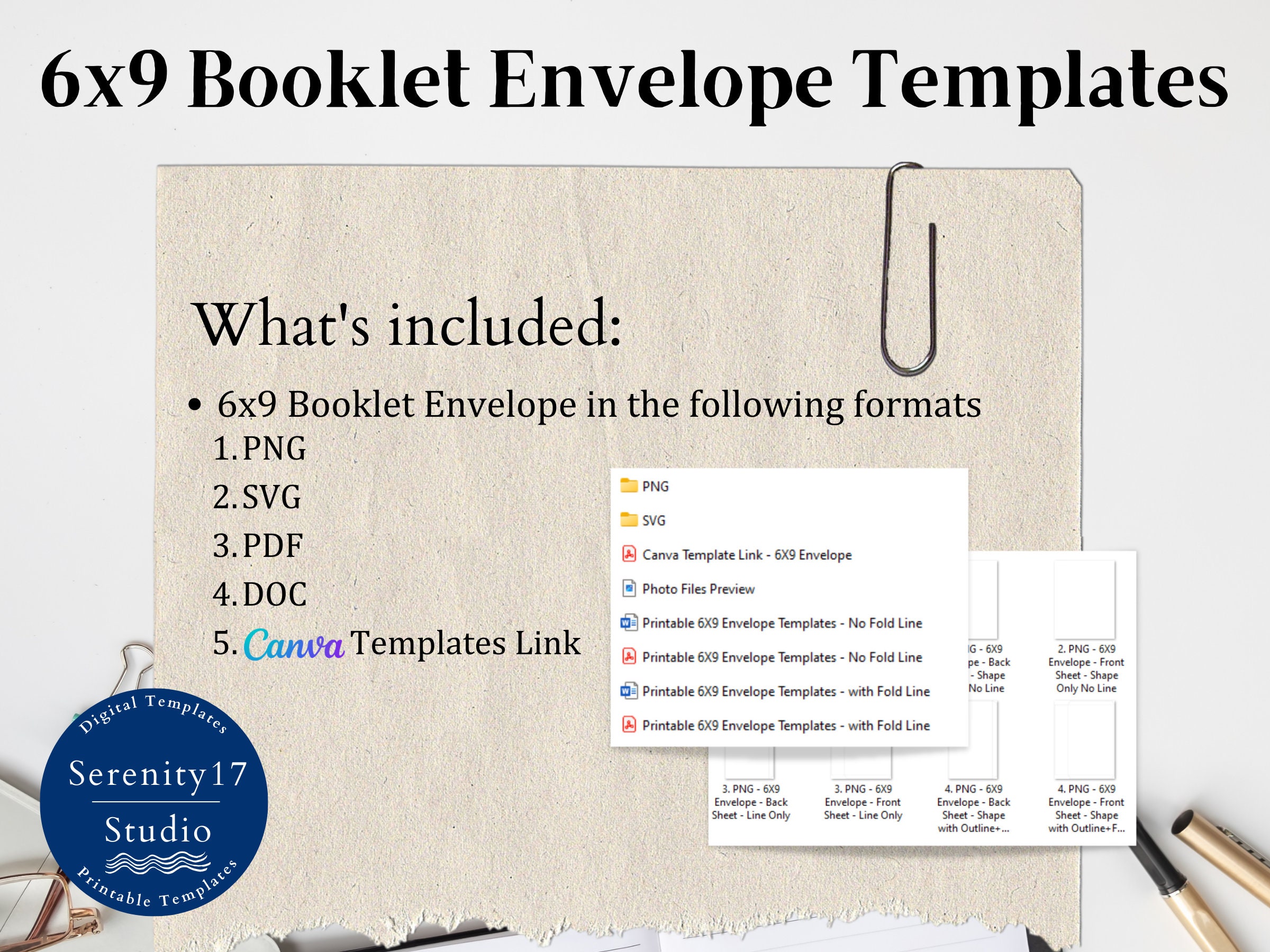 6x9 Booklet Envelope Printable Canva Templates + Png Svg Pdf Doc ...