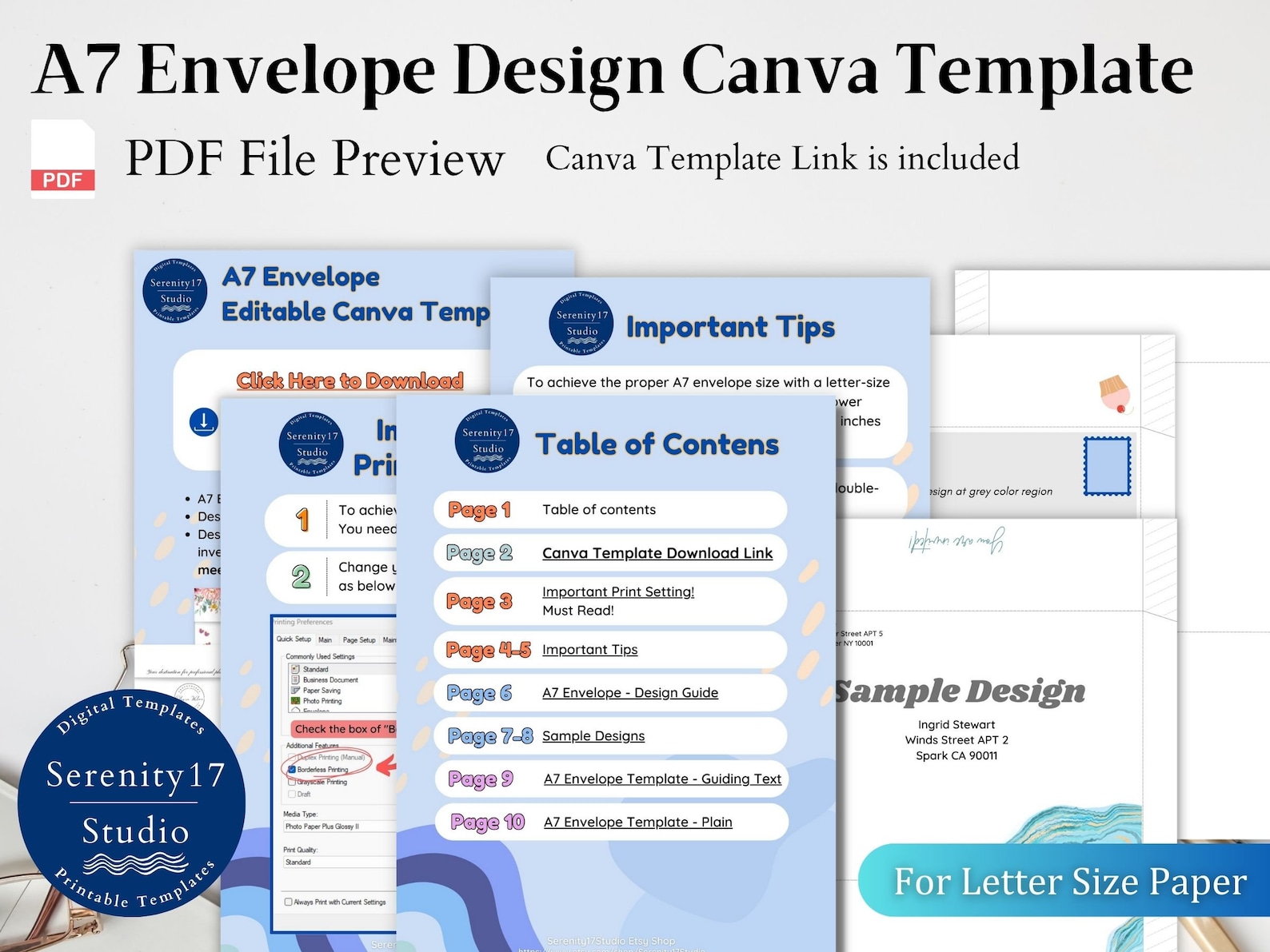 A7 Envelope Custom Design Canva Template | Editable & Printable | DIY ...