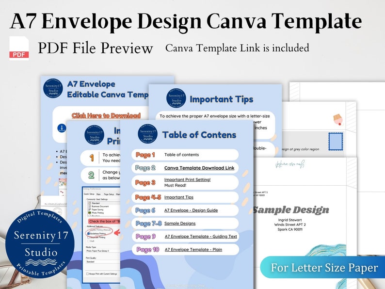 A7 Envelope Custom Design Canva Template | Editable & Printable | DIY ...
