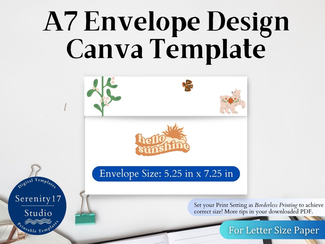 A7 Envelope Custom Design Canva Template | Editable & Printable | DIY ...