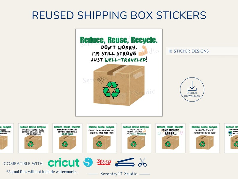 Fun Reuse Shipping Box Printable Stickers | Digital Stickers for Small ...