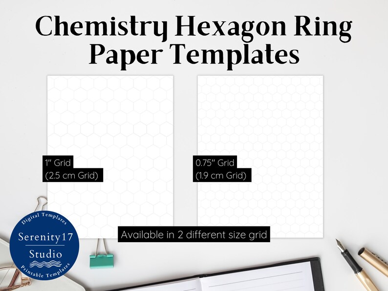 Organic Chemistry Hexagon Printable Templates Digital Note Paper ...