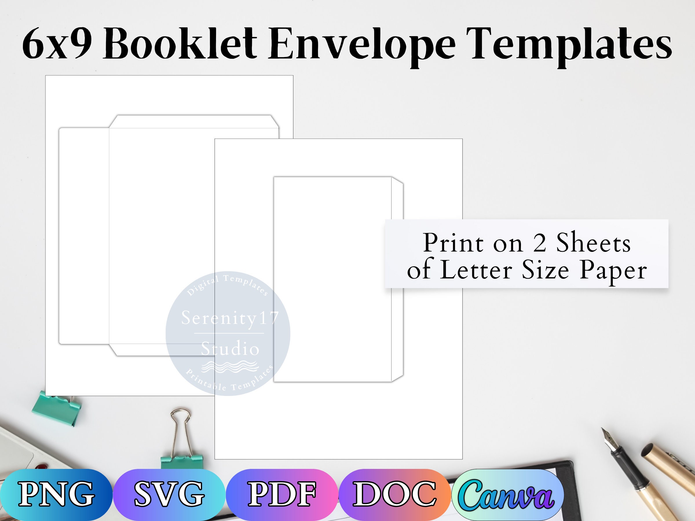 6x9 Booklet Envelope Printable Canva Templates + Png Svg Pdf Doc ...