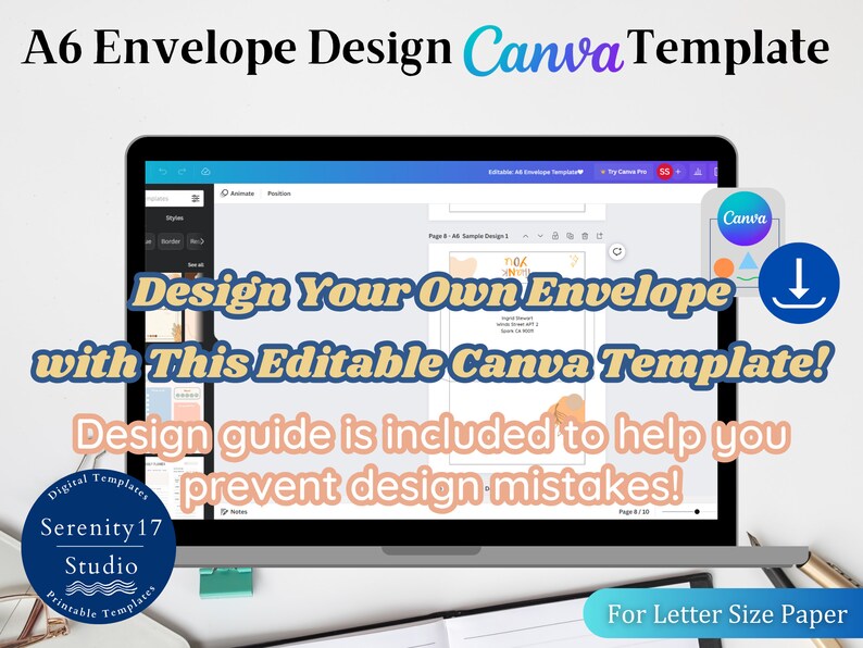 A6 Envelope Custom Design Canva Template Editable & Printable DIY and ...