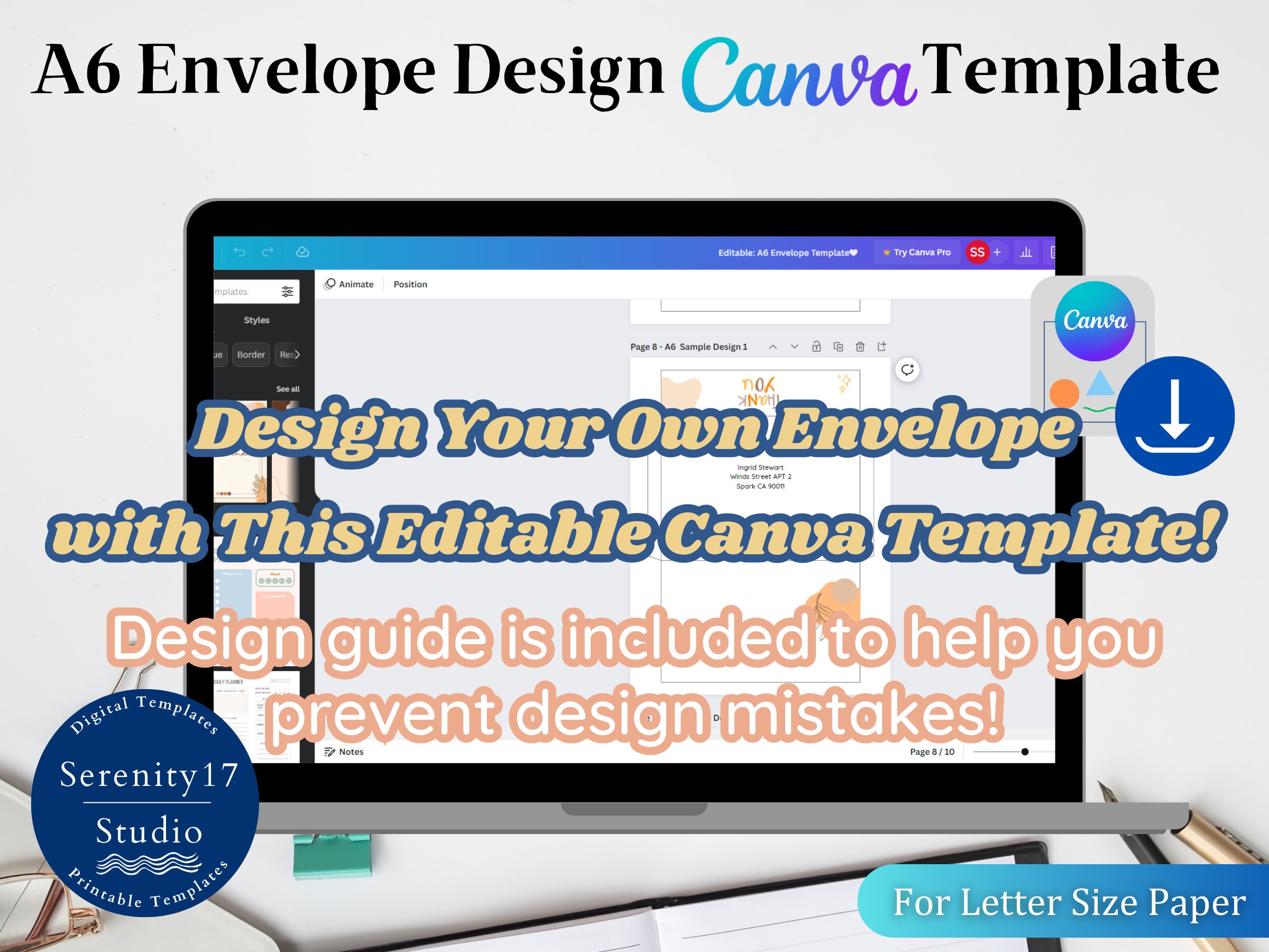 A6 Envelope Custom Design Canva Template | Editable & Printable | DIY ...
