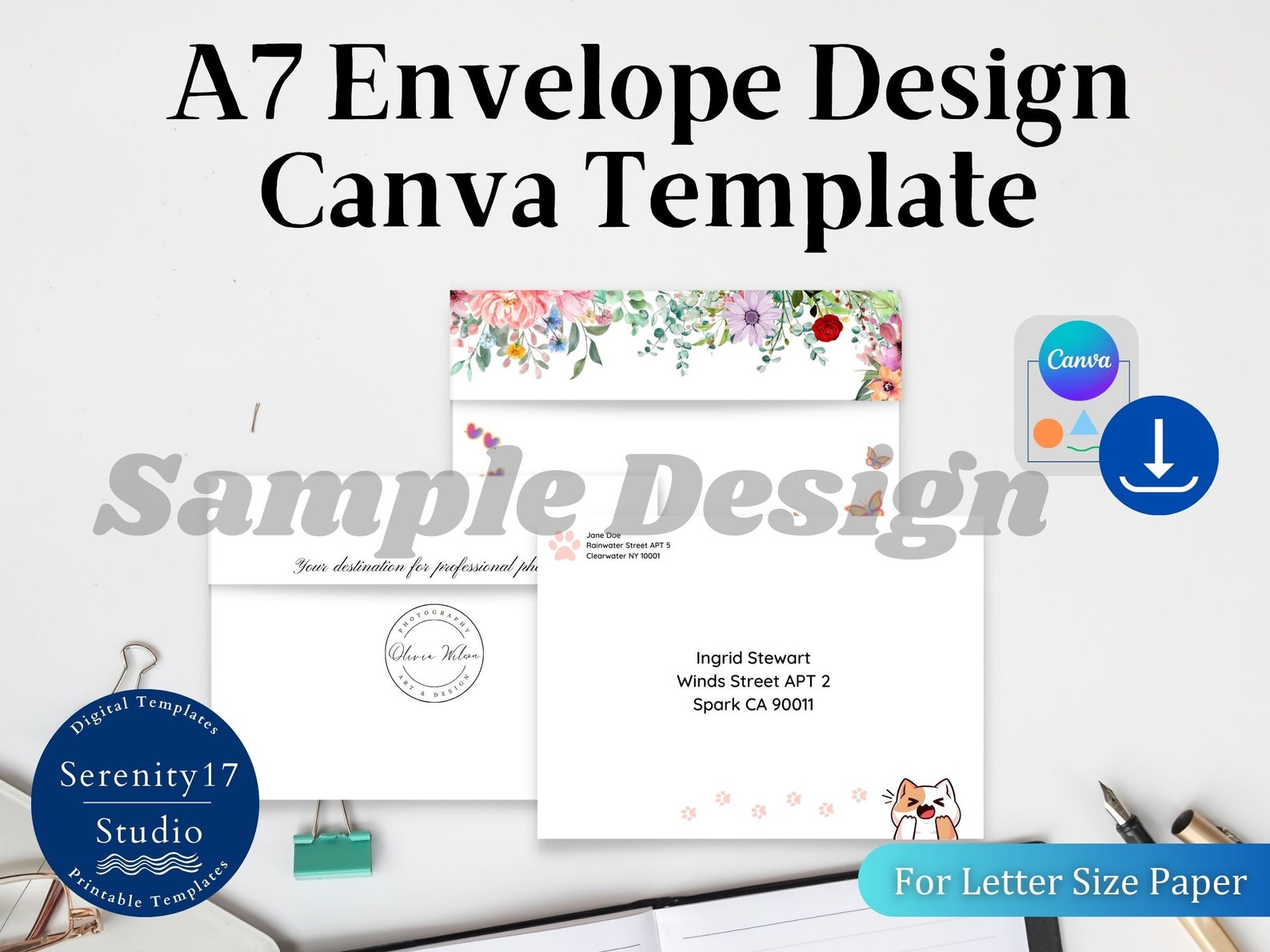 A7 Envelope Custom Design Canva Template | Editable & Printable | DIY ...